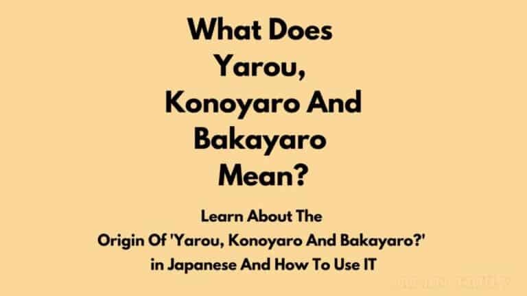 Yarou, Konoyaro和Bakayaro是什么意思？- 日本真正的