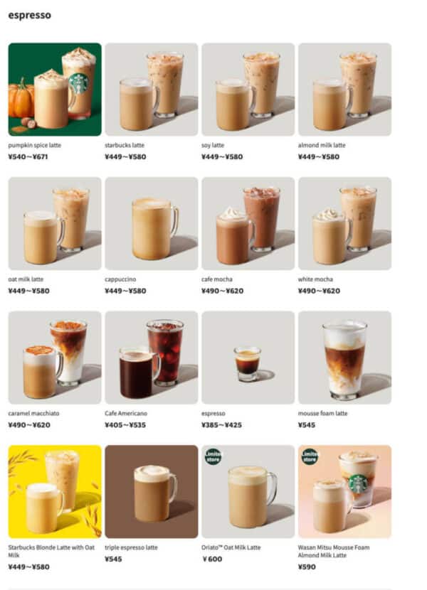 Starbucks In Japan Menu 2025 | Exclusive Starbucks Japan Menu With Exc ...